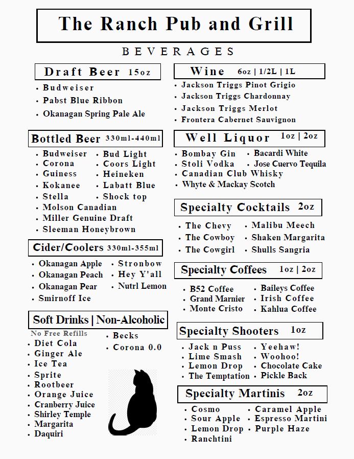 Menu – Ranch Pub and Grill