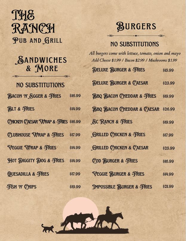 Menu – Ranch Pub and Grill
